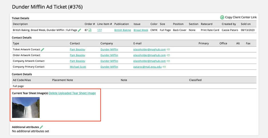 Uploading a Tear Sheet Image to a Print Ticket