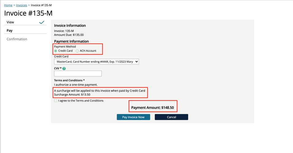Adding a Surcharge for Credit Card Payments