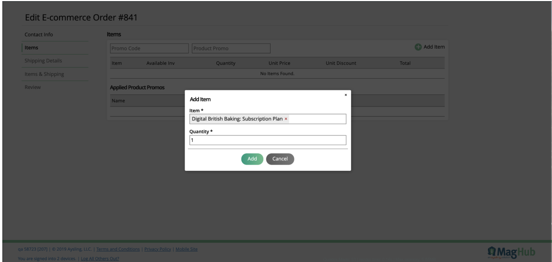 Enter an Ecommerce Back Office Order into the System