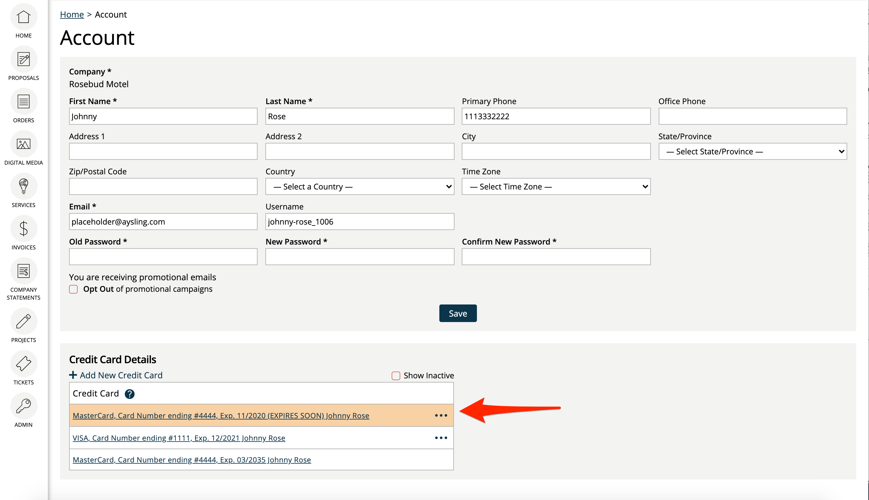 Credit Card Expiration Notifications