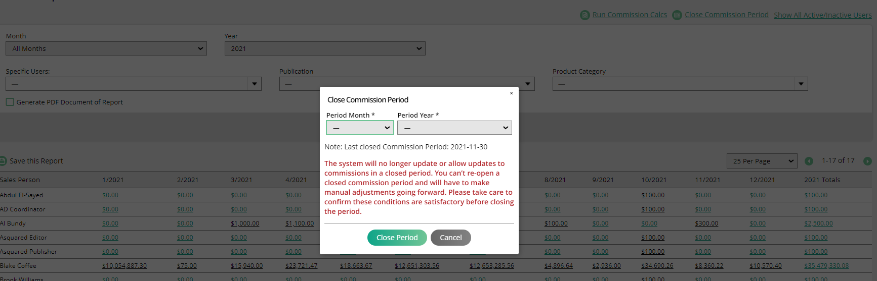 Running your Commission Manually