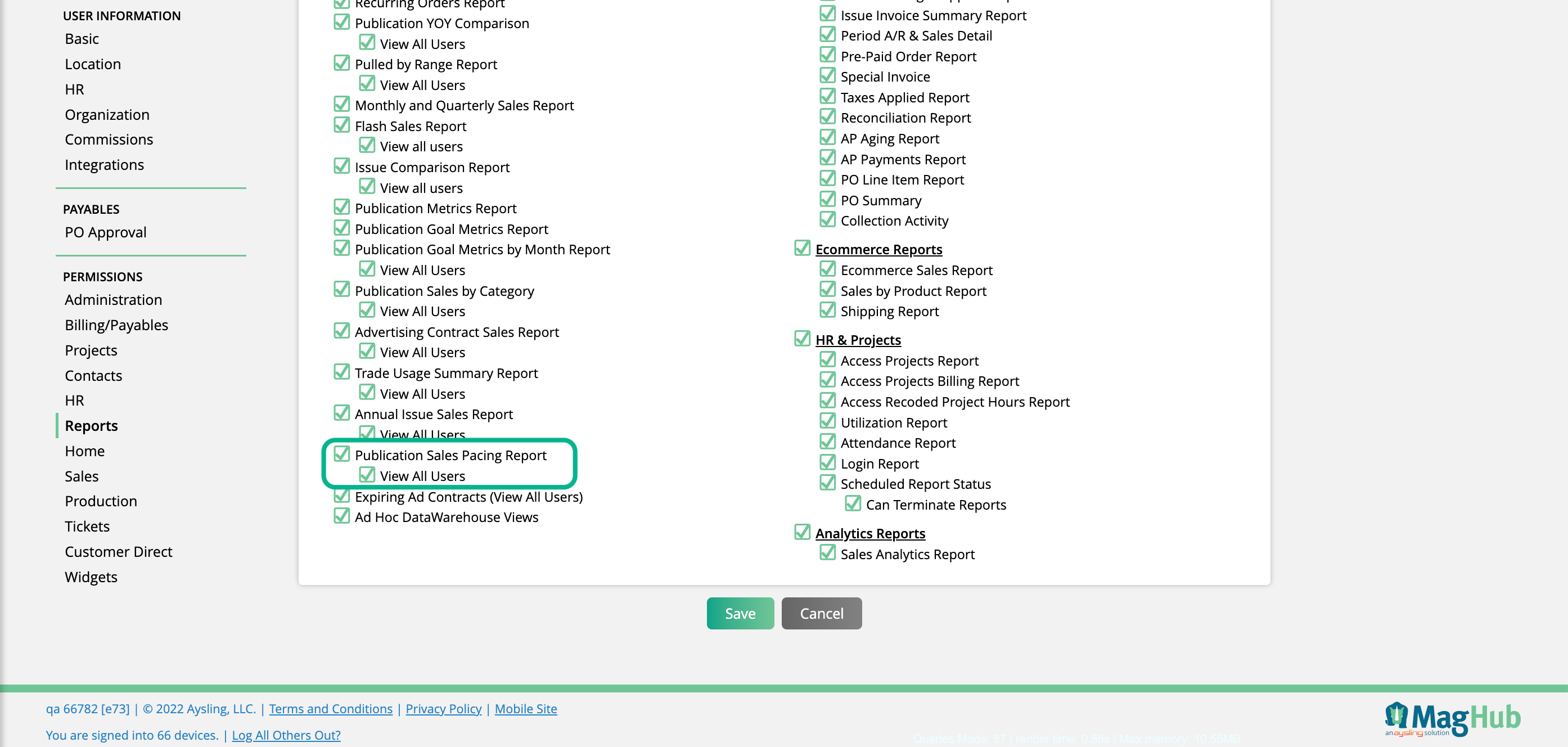Publication Sales Pacing Report