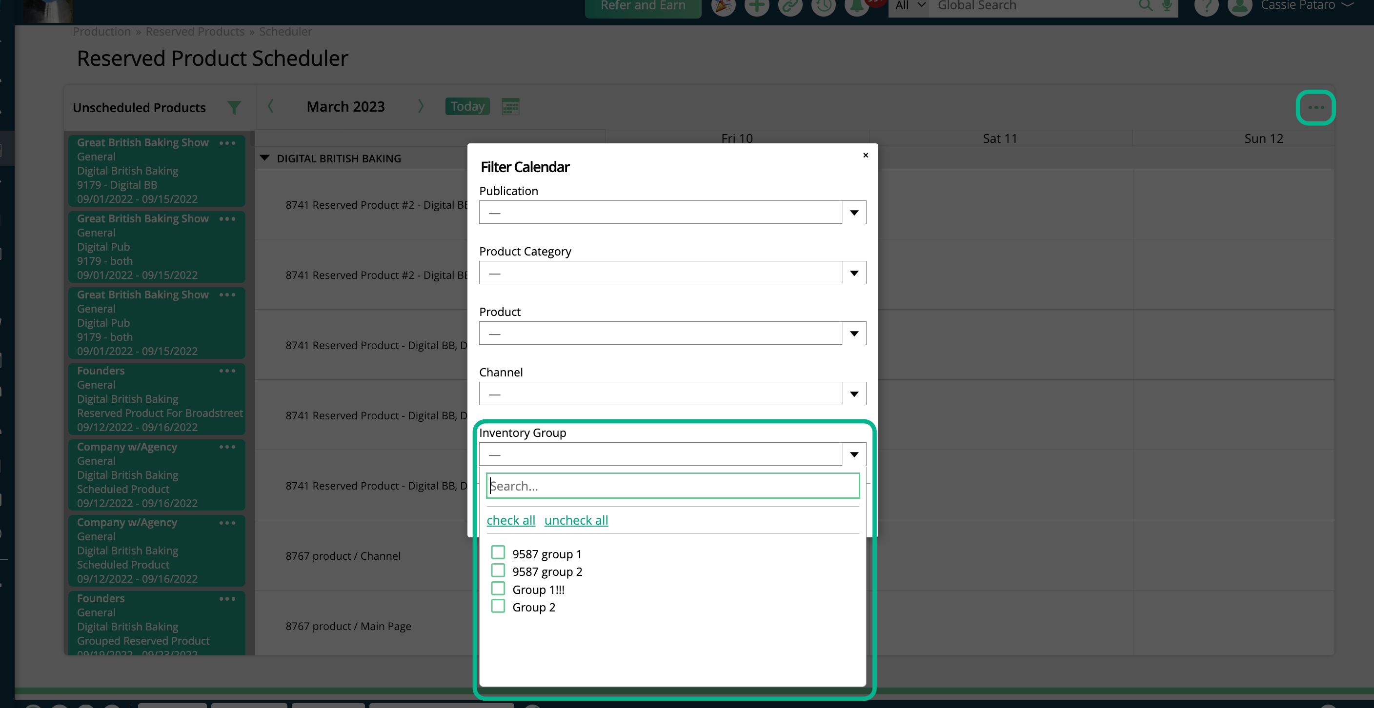 Reserved Inventory Groups