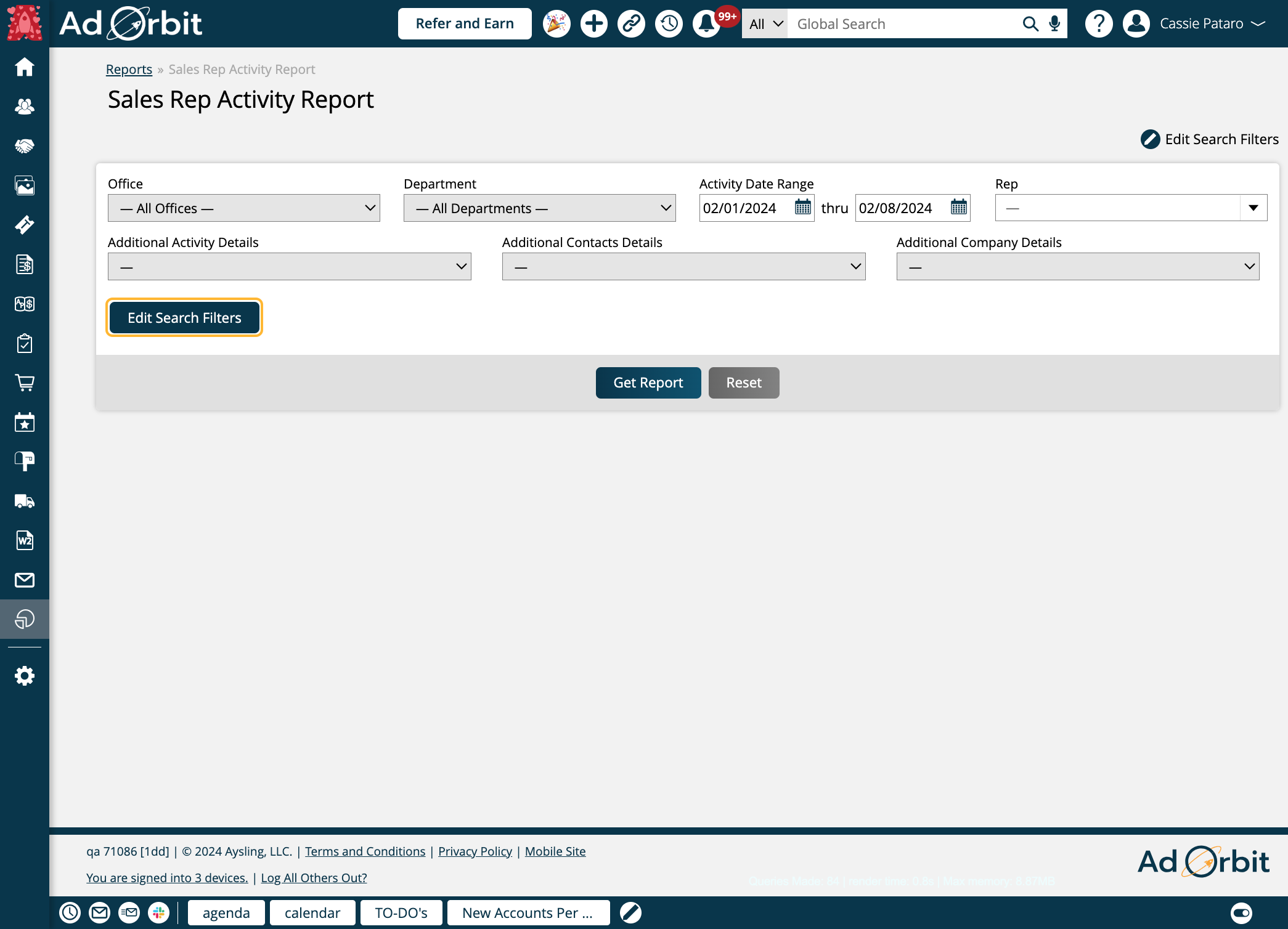 Sales Rep Activity Report