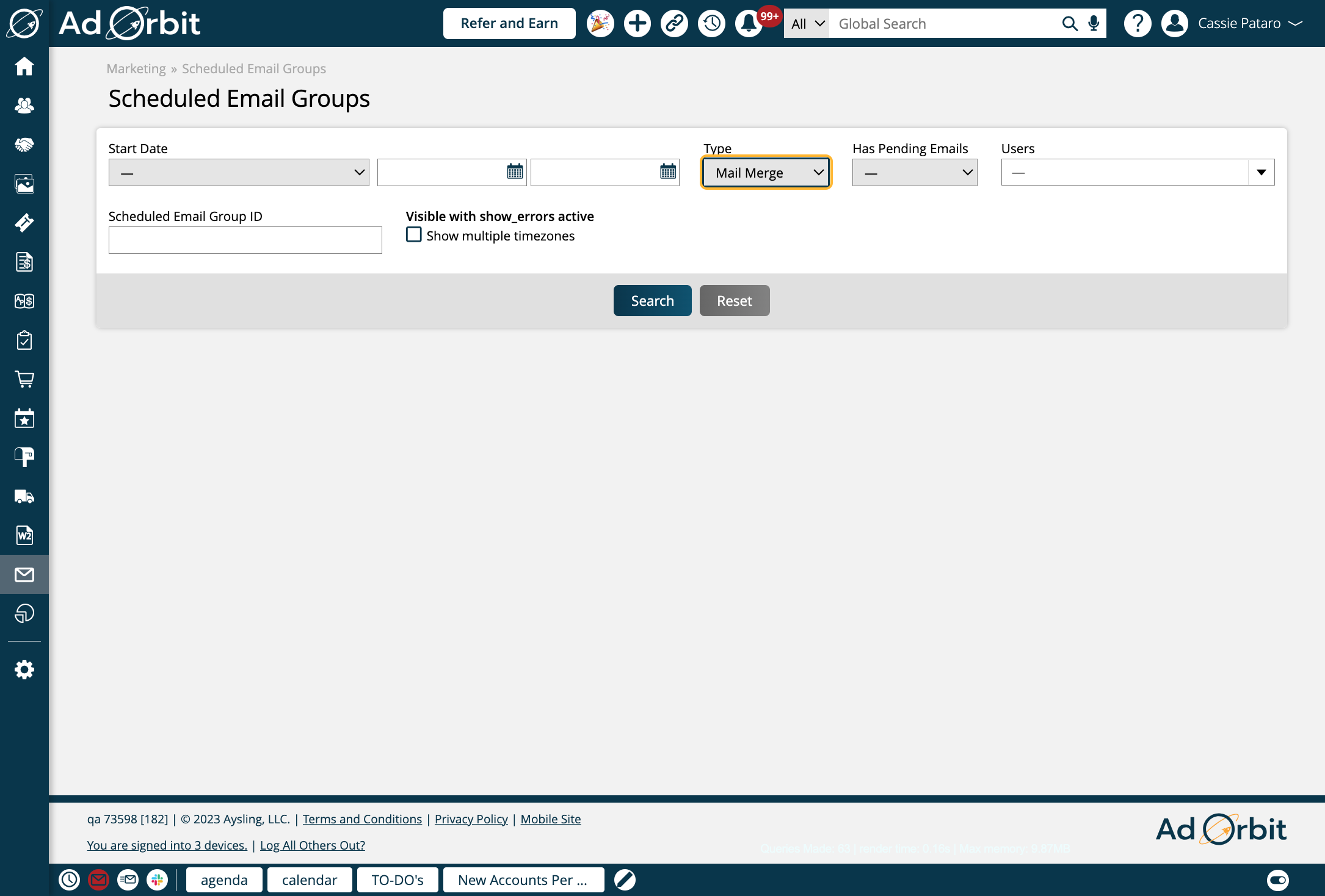 Scheduled Email Groups