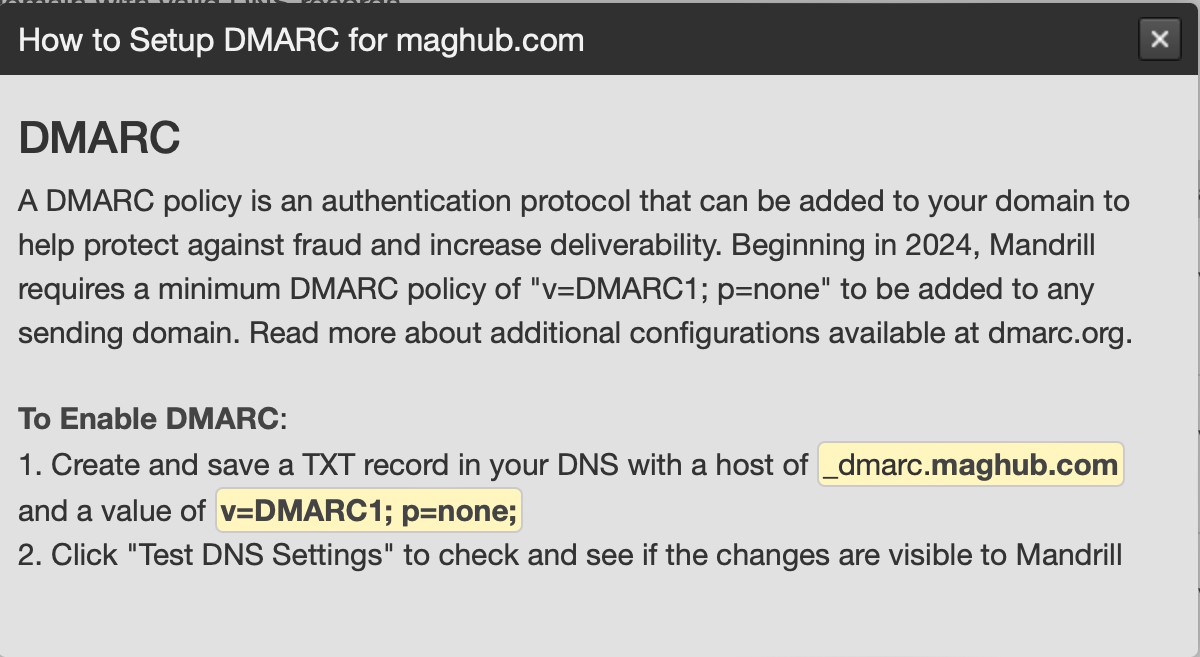Mandrill Verified Domain Authentication