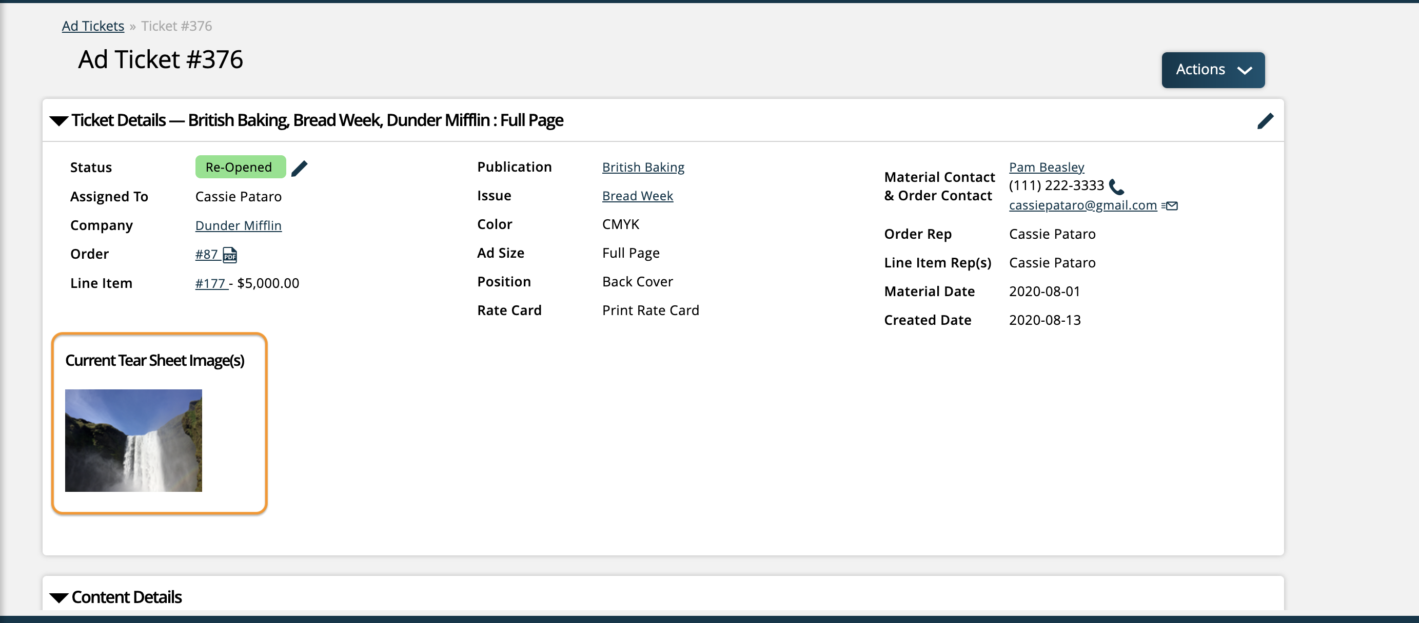 Uploading a Tear Sheet Image to a Print Ticket
