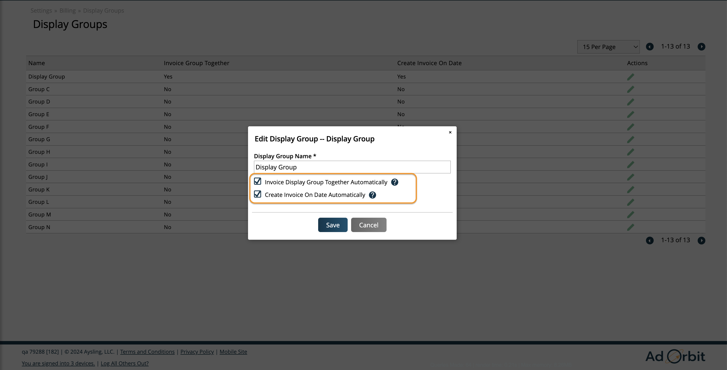 Invoicing Group Orders