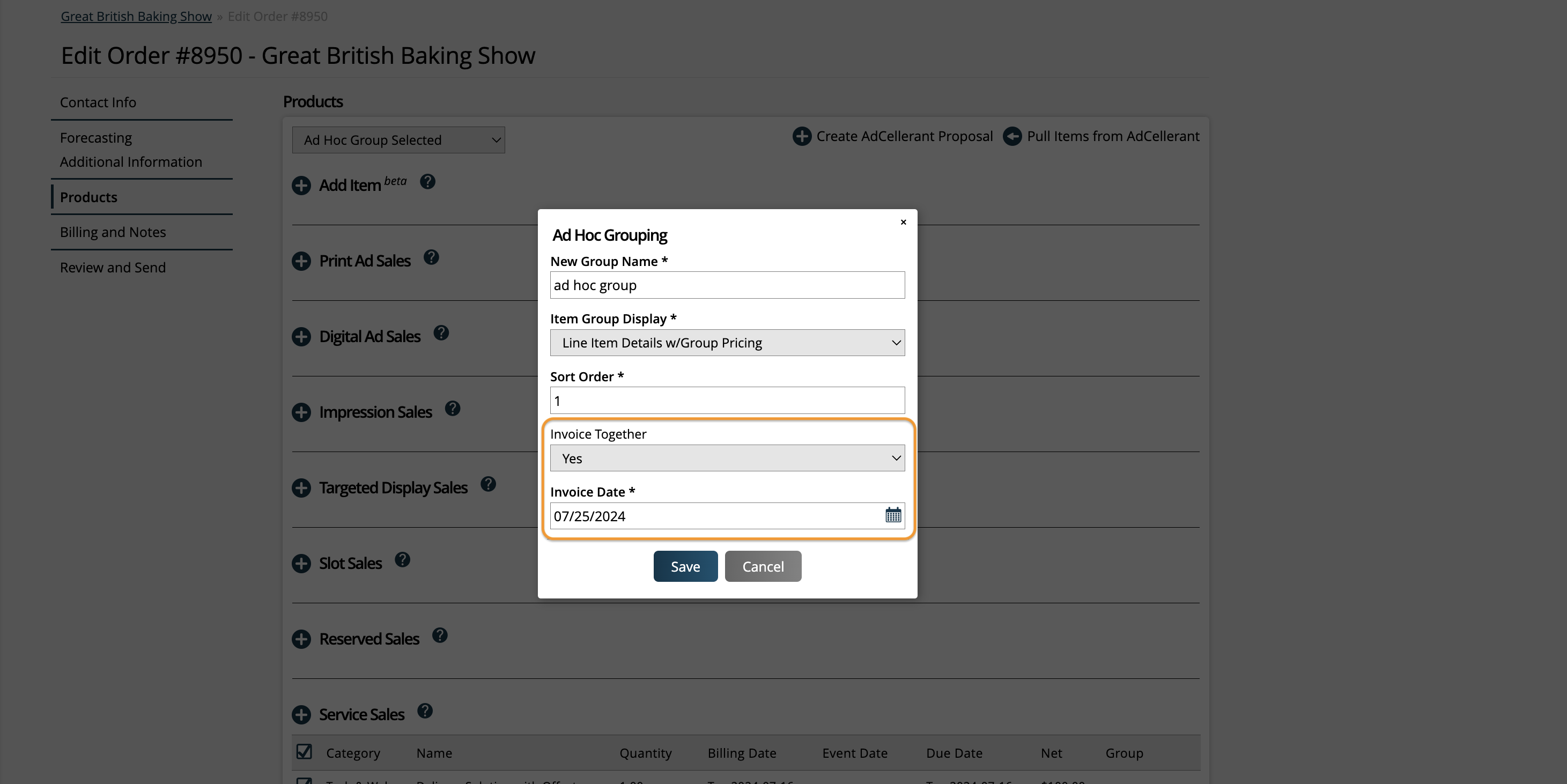 Invoicing Group Orders