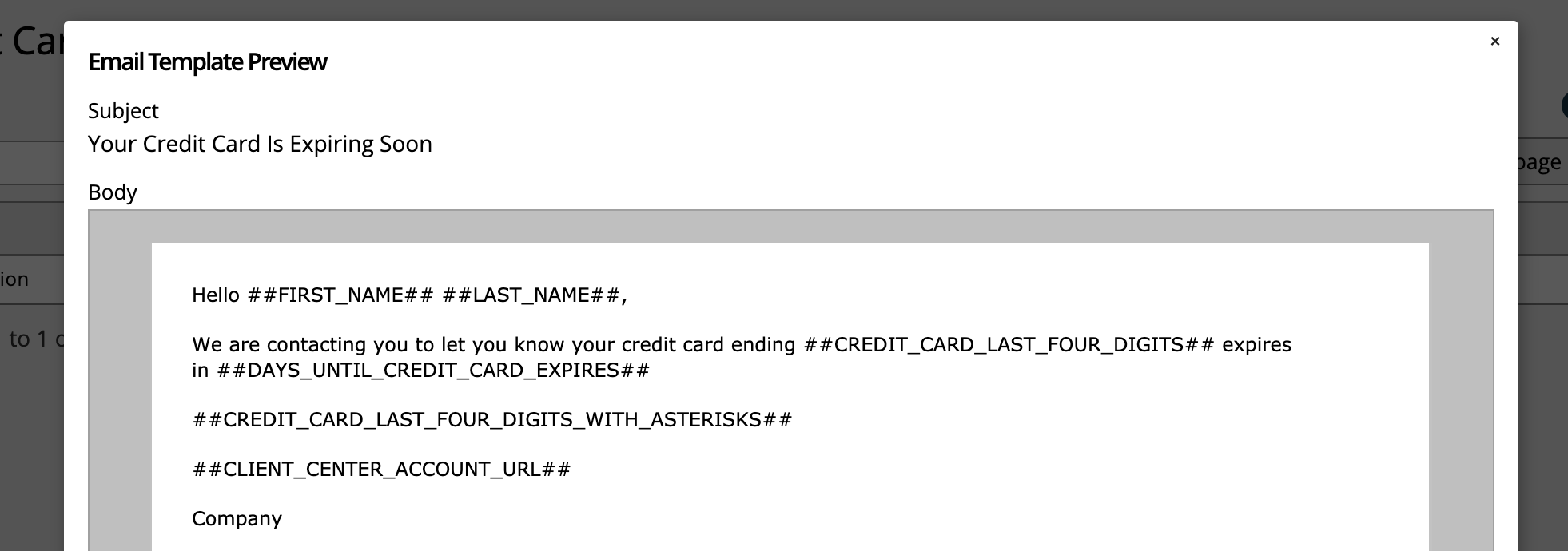 Credit Card Expiration Notifications