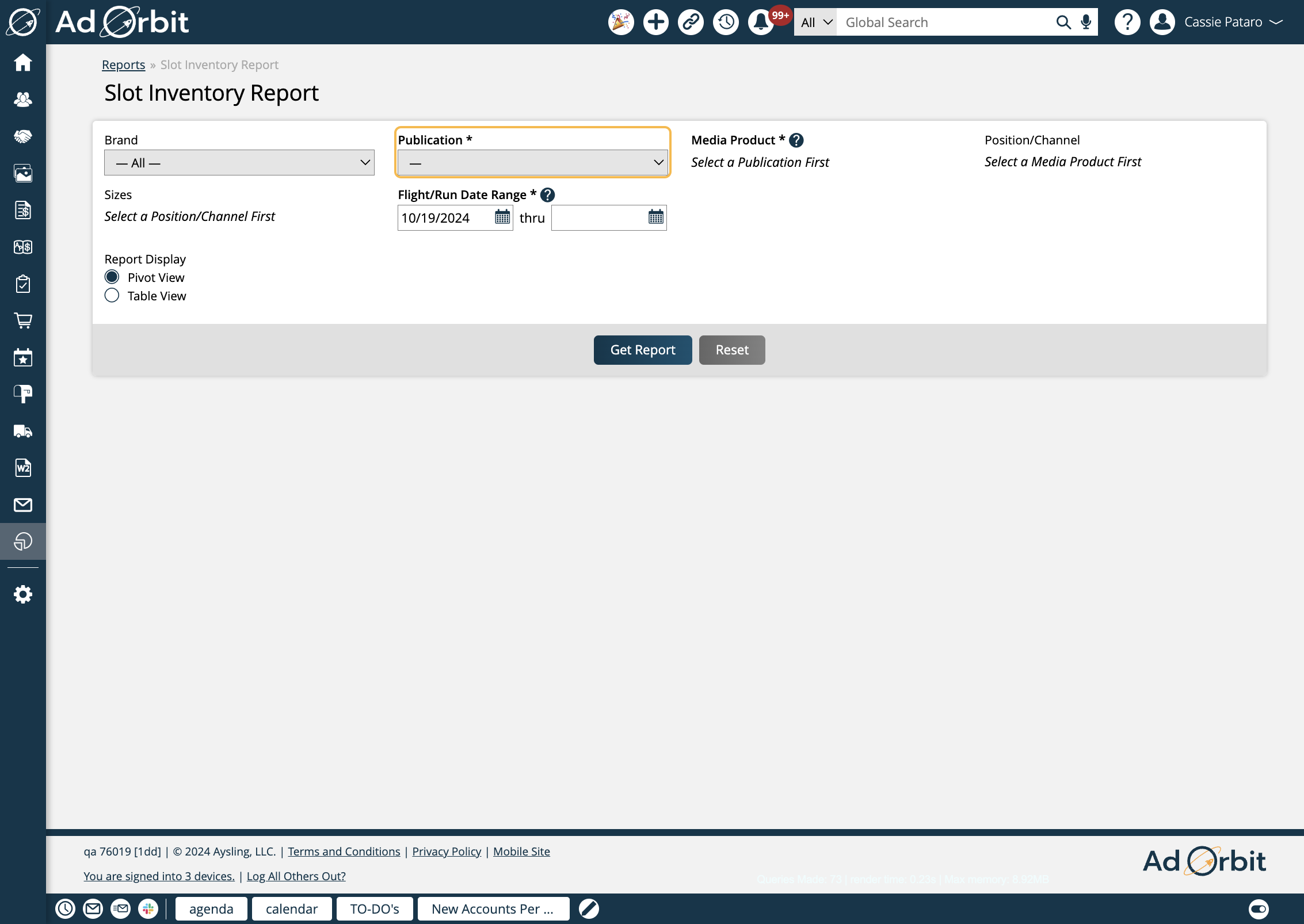 Slot Inventory Report