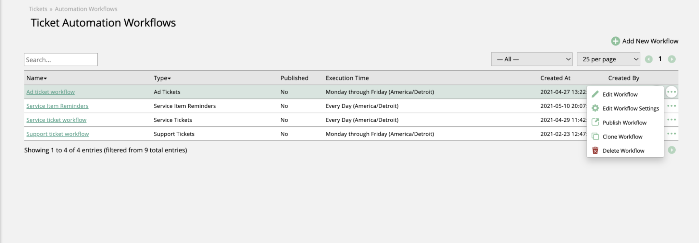 Ticket Automation Workflows