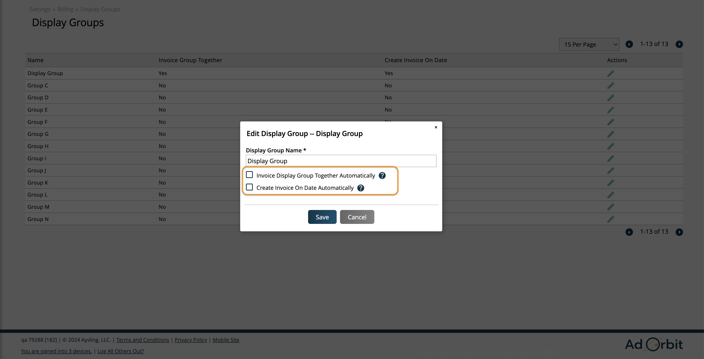Invoicing Group Orders
