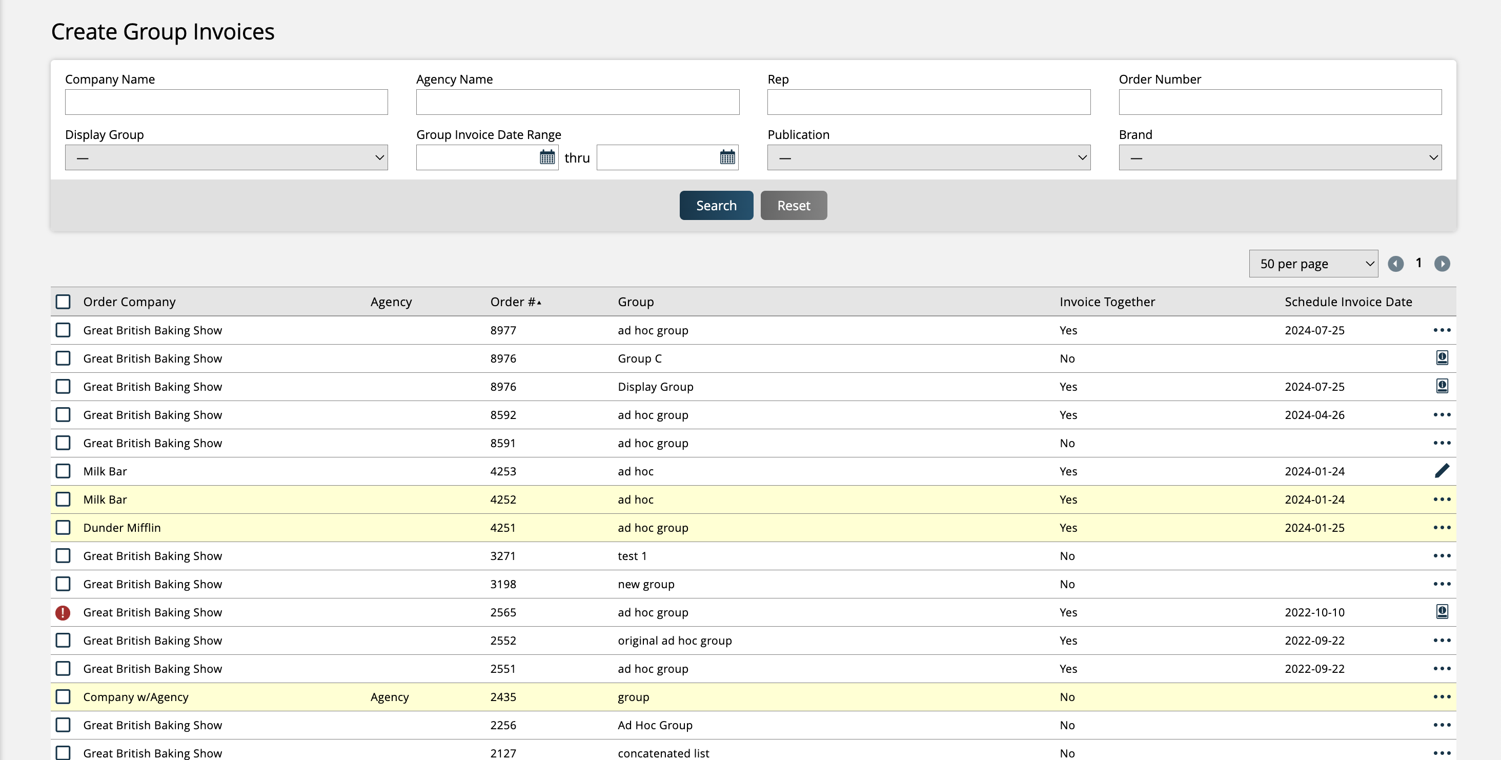 Invoicing Group Orders