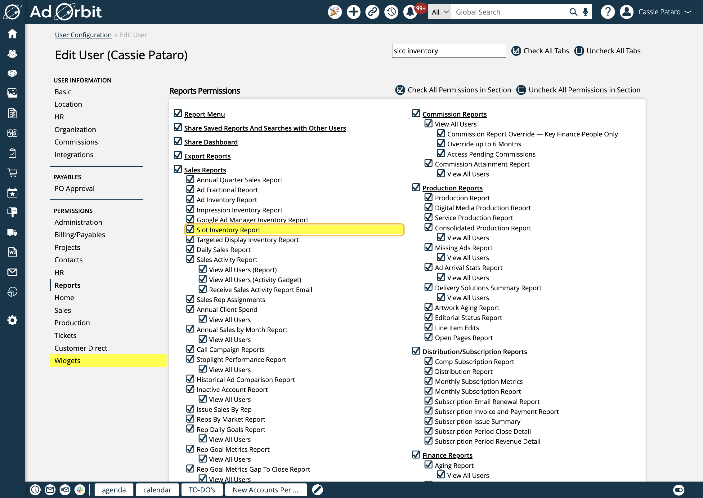 Slot Inventory Report