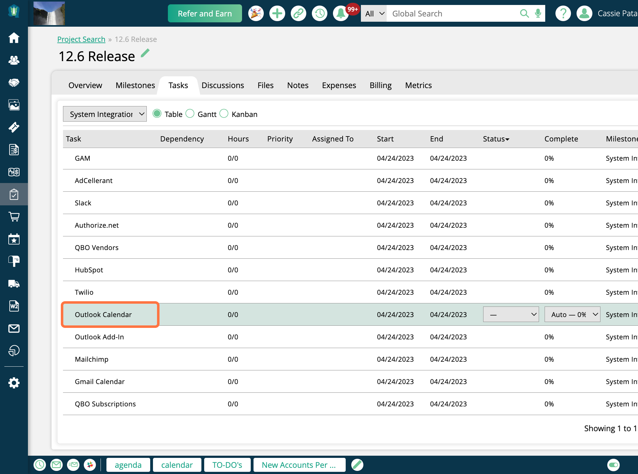 Create a Project Task Checklist
